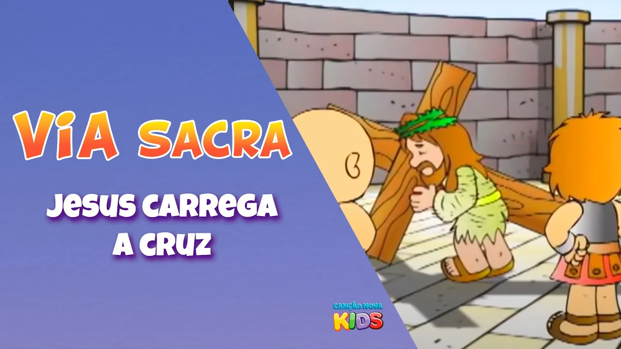 Desenho da Via-Sacra : Jesus carrega a cruz - Canção Nova Kids